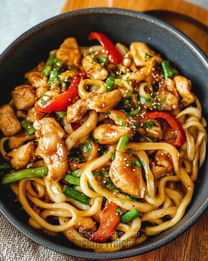 Sauté de poulet aux nouilles Udon – Recette Fraiche