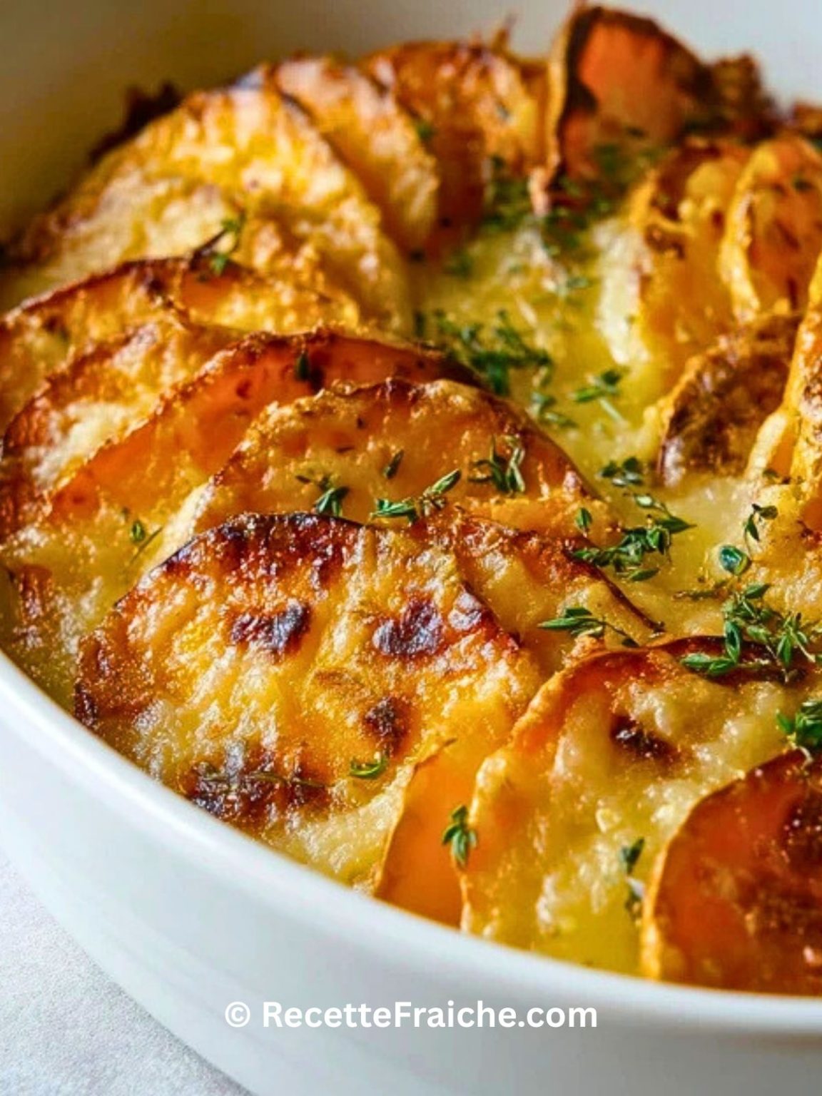 Pommes de terre douces gratinées à l’ail – Recette Fraiche